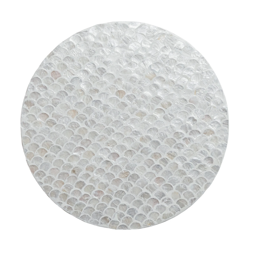 Bandeja Giratoria Lazy Susan de Concha Capiz y MDF – Color Crema y ...